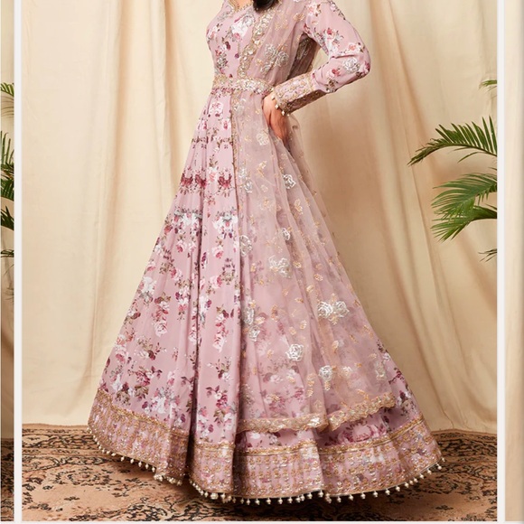 Lashkaraa | Dresses | Lashkaraa Floral Pink Long Sleeve 4 Piece Dress ...